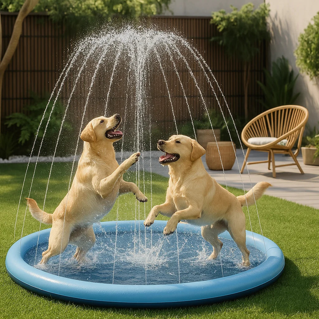Honden Speelbadje Zwembad Met Waterstralen Voor Buiten & Zomerplezier – Basic Pets
